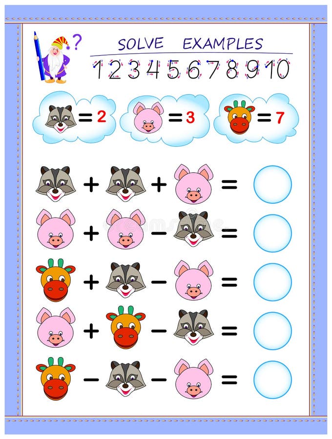 Educational Page for Children Math Book with Exercises on Addition ...