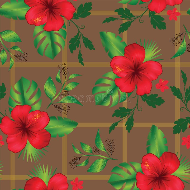 Seamless Flower Branches and Leaves Pattern Stock Illustration ...