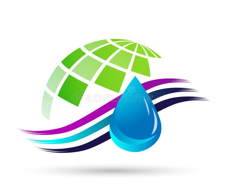 Water Drop Save Water Globe People Life Care Logo Concept of Water Drop ...