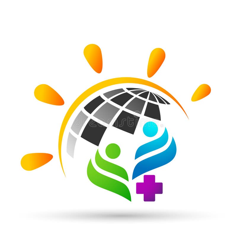 Globe Sun Medical Care Globe Family Health Concept Logo Icon Element ...
