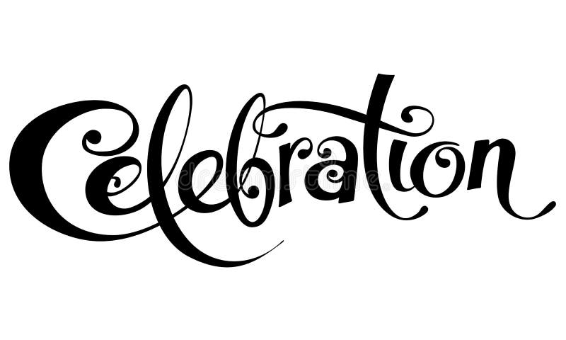 `Celebration` calligraphy stock vector. Illustration of swirl - 150600354