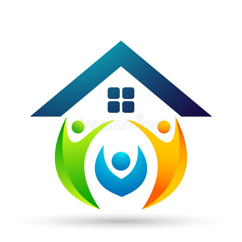 Family Union Home, Love and Care in a Red Heart and Heart Shape Logo ...