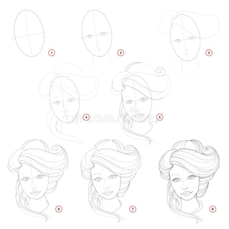 Creation Step By Step Pencil Drawing Page Shows How To Learn Draw Sketch Of Imaginary Three