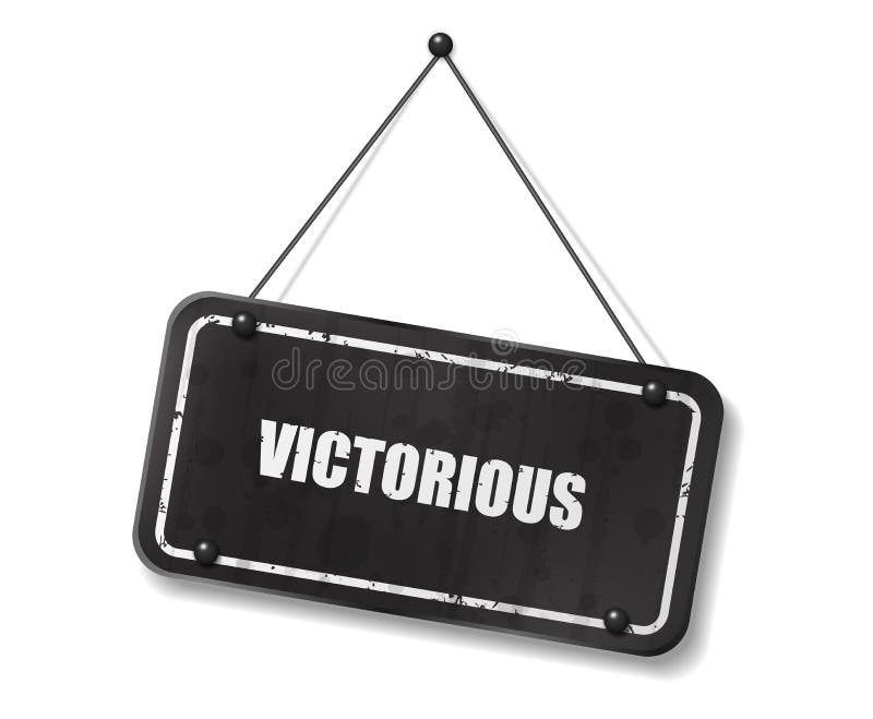 Vintage Old Black Sign with Victorious Text Stock Vector - Illustration ...