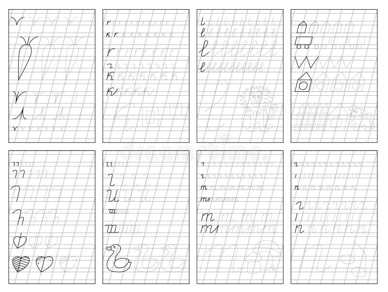 Set of Black and White Educational Pages on Oblique Line for Kids ...