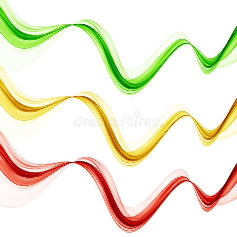 Abstract Bright Green and Yellow and Red Waves on White Background ...