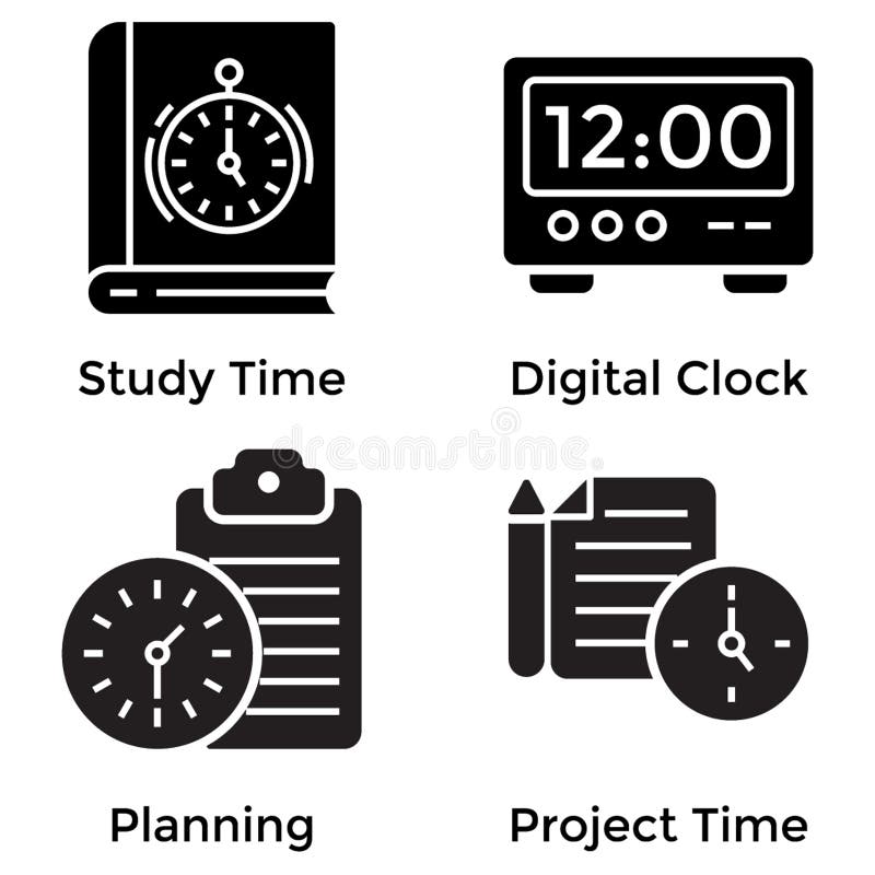 Study Time line Icons Pack stock vector. Illustration of question ...