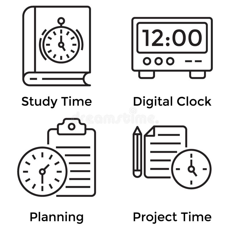 Study Time line Icons Pack stock vector. Illustration of question ...