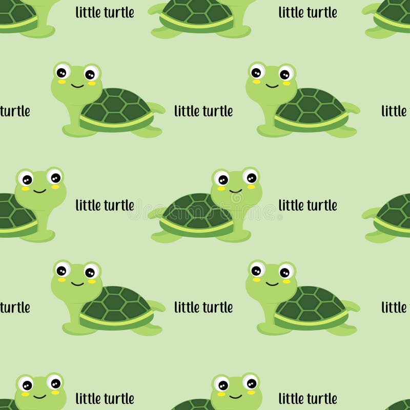 Seamless Cute Turtle Pattern Vector Illustration Stock Illustration ...