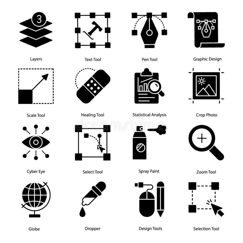 Graphic Design Icons Pack stock vector. Illustration of layout - 153375986