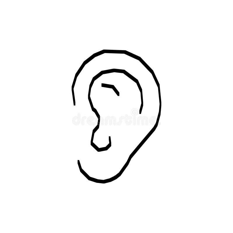 Hand Drawn Ear Sketch Symbol. Vector Listen Element Line Drawing Stock ...