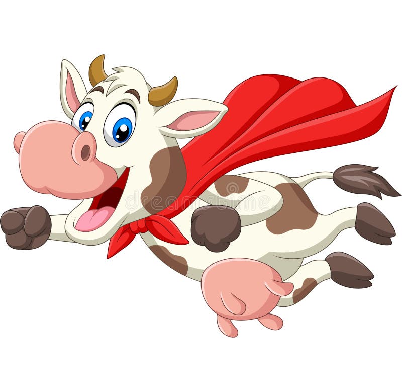 Cartoon Cute Superhero Cow Flying Stock Vector - Illustration of brave ...