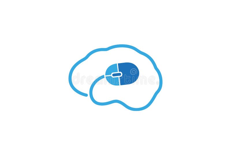 Creative Abstract Human Brain Computer Mouse Logo Design Vector Symbol ...