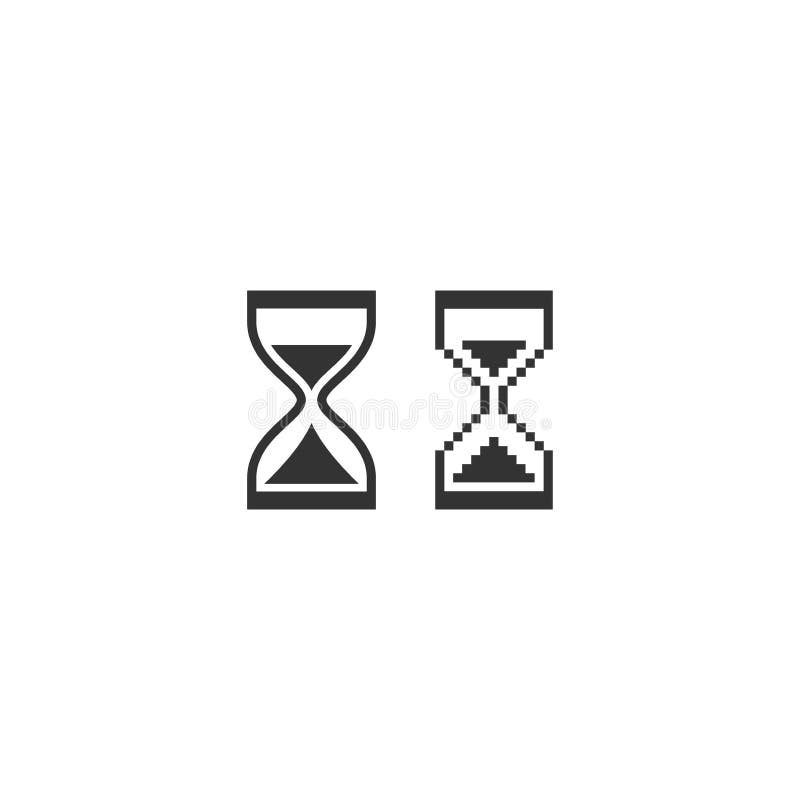 Hourglass Cursor, Regular and Pixelated, Simple Black Vector Icon Set ...