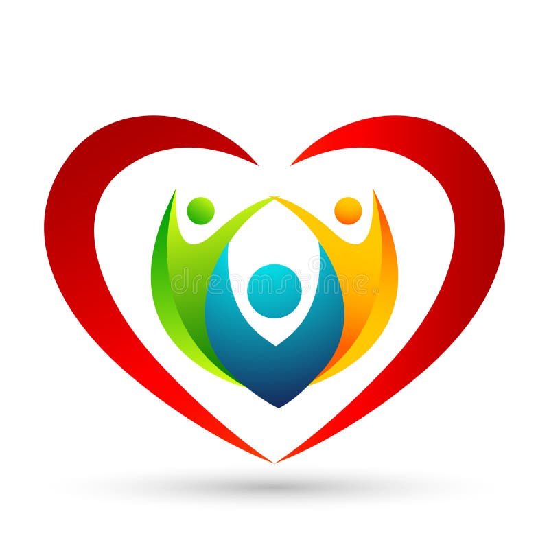 Family Union in a Heart Shape Colorful Logo Stock Vector - Illustration ...
