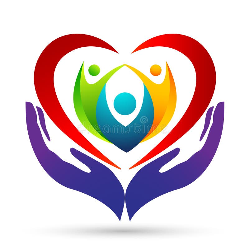 Family Union,love and Care in a Red Heart with Hand and Heart Shape ...