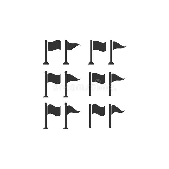 Flag Waving Simple Black Vector Icon Set. Stock Vector - Illustration ...