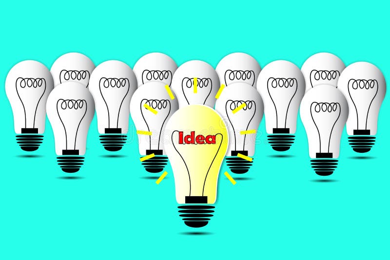 Lamp in Think Different Concept, Idea Stock Illustration - Illustration ...