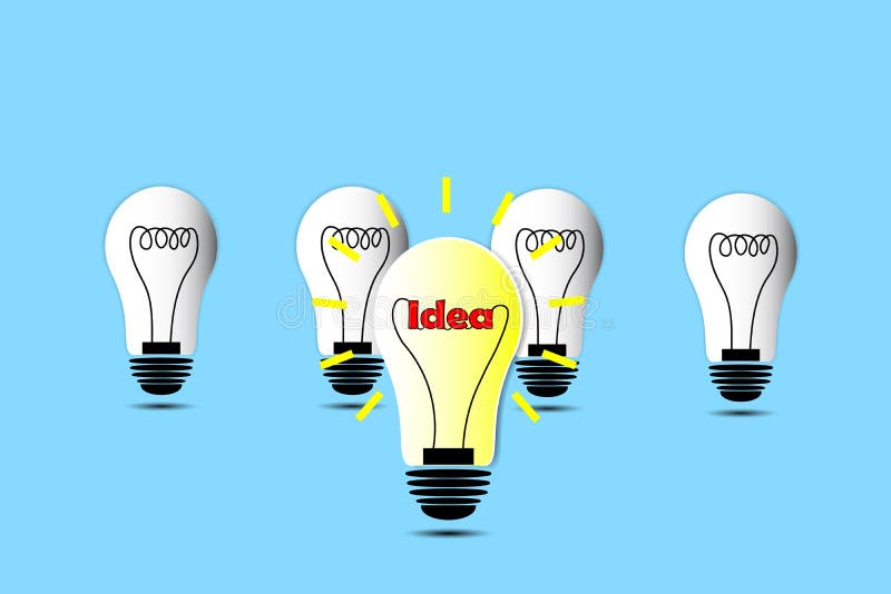 Lamp in Different Thinking Concept Stock Illustration - Illustration of ...