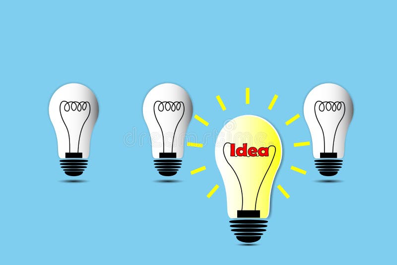 Lamp in Different Thinking Concept, Think and Idea Stock Illustration ...