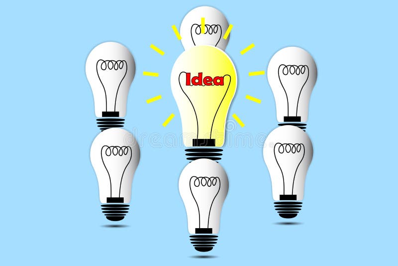 Lamp in Different Thinking Concept, Think and Idea Stock Illustration ...