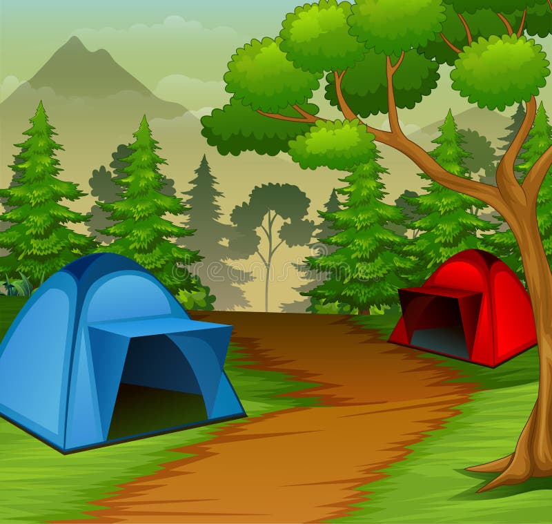 Background of Campsite in the Nature Stock Vector - Illustration of ...
