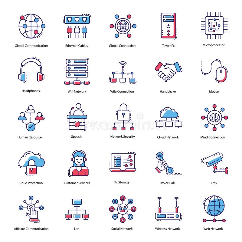 Networking Flat Icons Pack stock vector. Illustration of storage ...