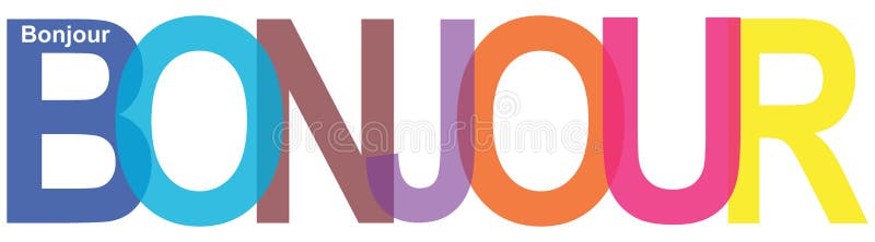 Colorful bonjour on white stock illustration. Illustration of language ...
