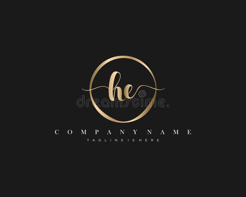 He Initial Handwriting Logo Template Vector. Stock Vector ...