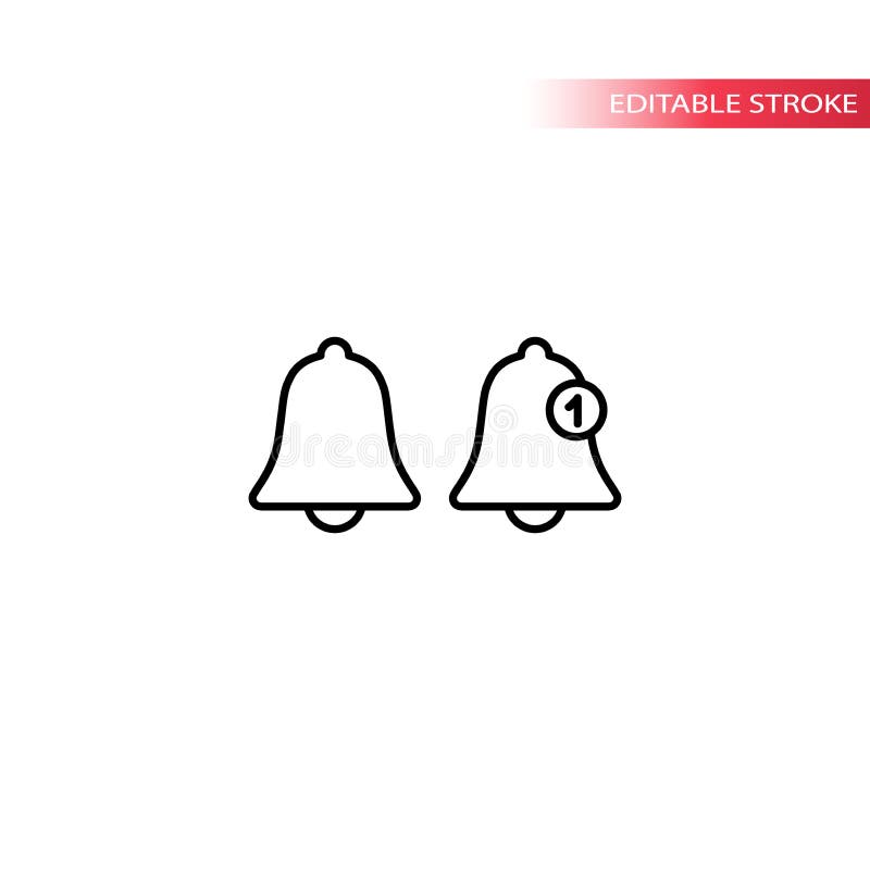Bell Notification Alert Thin Line Vector Icon. Stock Vector ...