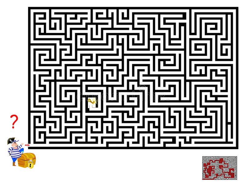 Logical Puzzle Game with Labyrinth for Children and Adults. Help Pirate ...