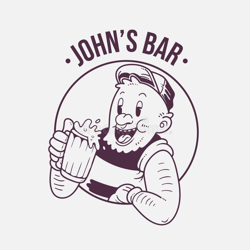 Vintage Cartoon Bar Logo or Mascot Stock Illustration - Illustration of ...