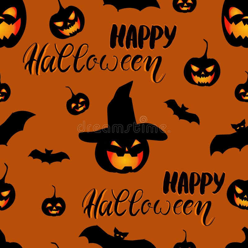 Horrible Pumpkins Silhouettes Pattern Stock Vector - Illustration of ...