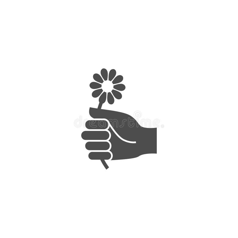 Flower Picking Hand Black Vector Icon. Stock Vector - Illustration of ...
