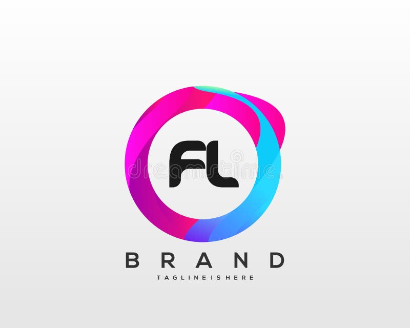 FL Circle Shape Letter Logo Design Stock Vector - Illustration of ...