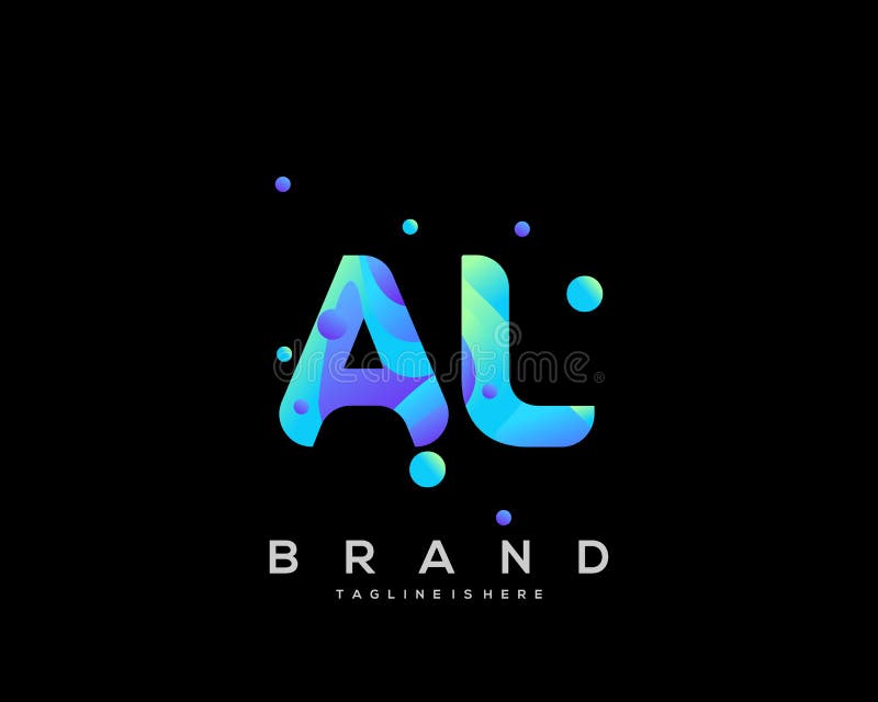 Initial Letter AL Logo with Colorful Circle Background, Letter ...