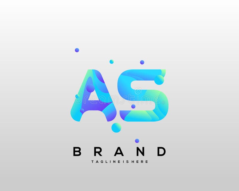 Initial Letter AS Logo with Colorful Circle Background, Letter ...