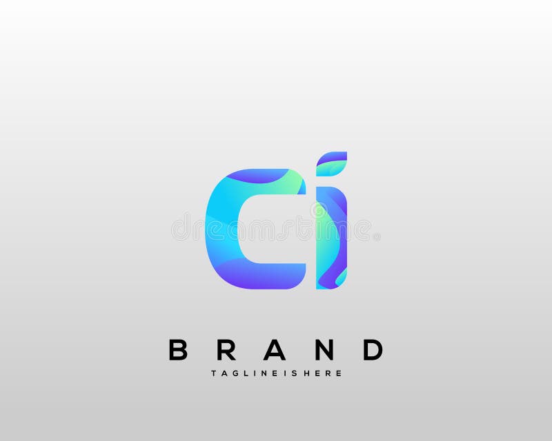 Initial Letter CI Logo with Colorful Circle Background, Letter ...