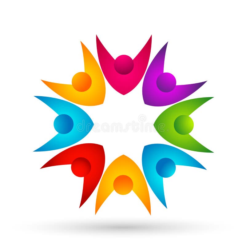 Crowd of People Team Work Union, Cheering Up in Circle Globe Diversity ...