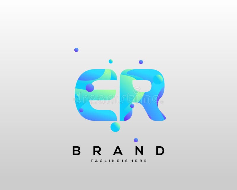 Initial Letter ER Logo with Colorful Circle Background, Letter ...