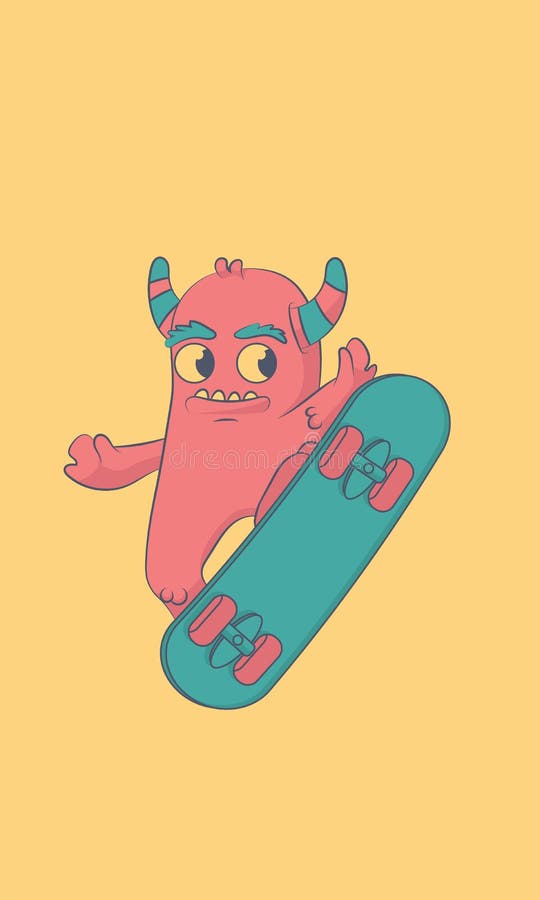 Monster Skateboarding with Jumping Style Stock Vector - Illustration of ...