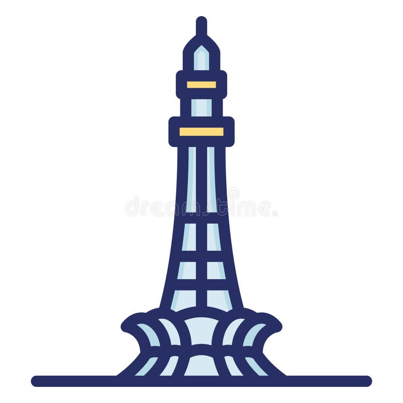 Historic Tower, Lahore Landmark Isolated Vector Icon Which Can Be ...