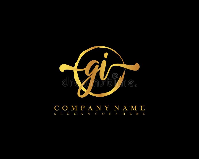 GI Initial Handwriting Logo Circle Hand Drawn Template Vector Stock ...
