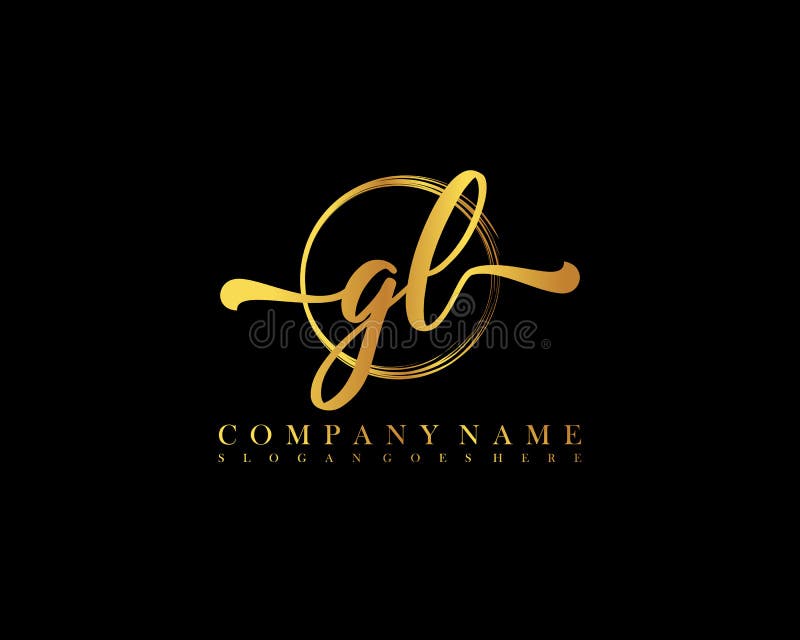GL Initial Handwriting Logo Circle Hand Drawn Template Vector Stock ...