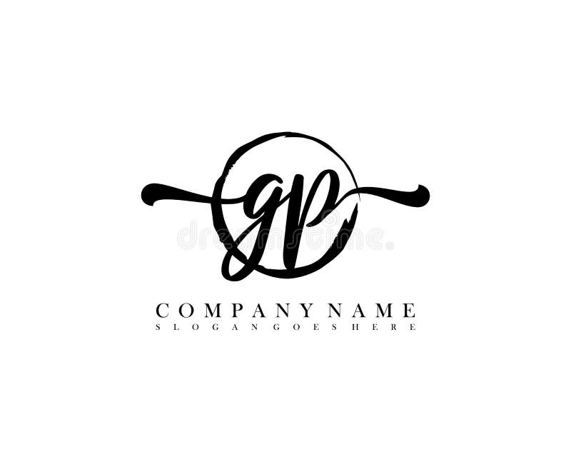 GP Initial Handwriting Logo Circle Hand Drawn Template Vector Stock ...