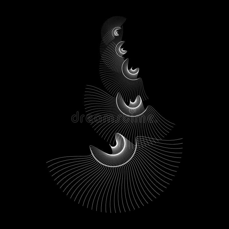 Vector Illustration Abstract Repeating Swirls, White Line Drawing ...