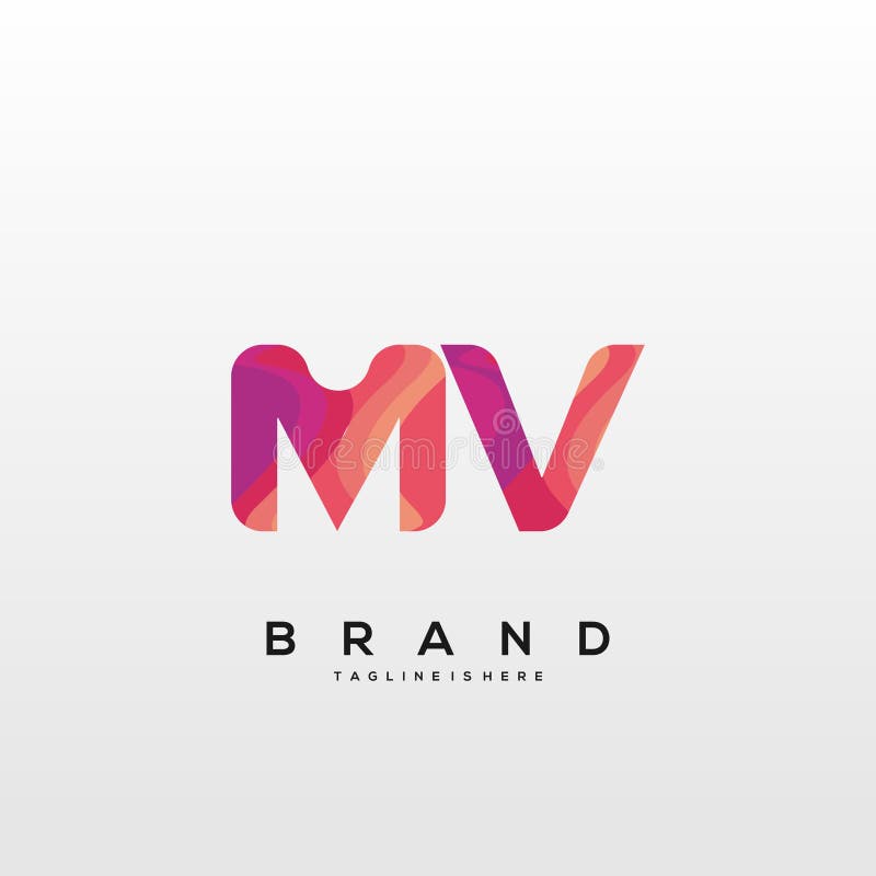 Initial Letter MV Logo with Colorful Circle Background, Letter ...