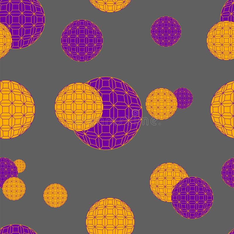 Seamless Pattern of Textured Spheres in Orange and Purple Stock Vector ...
