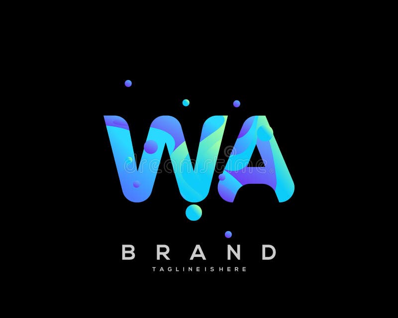 Initial Letter WA Logo with Colorful Circle Background, Letter ...