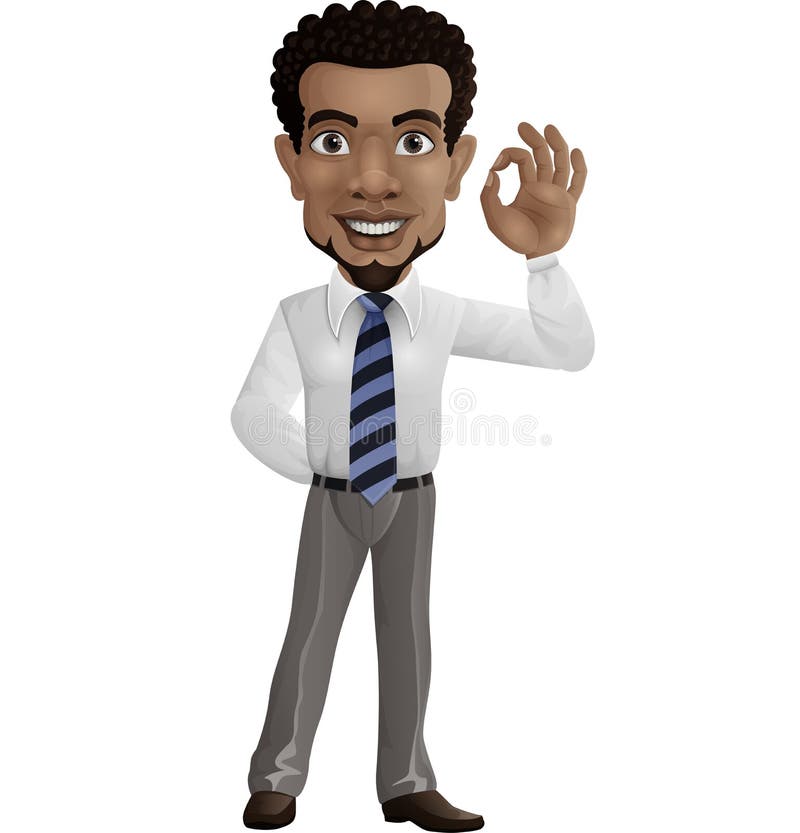 Cartoon Businessman Showing OKAY/OK Sign Stock Vector - Illustration of ...
